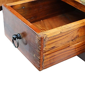 QJBSAVVA Coffee Table Drawers Solid Reclaimed Wood 35.4"x17.7"x13.8",Industrial Tables Floor Standing Table Cocktail Table Suitable for Meeting Rooms, Reception Rooms, Offices