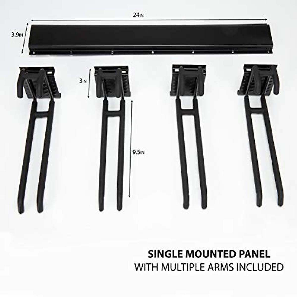 Ski Wall Rack, Holds 4 Pairs of Skis & Skiing Poles or Snowboard, for Home and Garage Storage, Wall Mounted, Heavy Duty, Adjustable Rubber-Coated Hooks