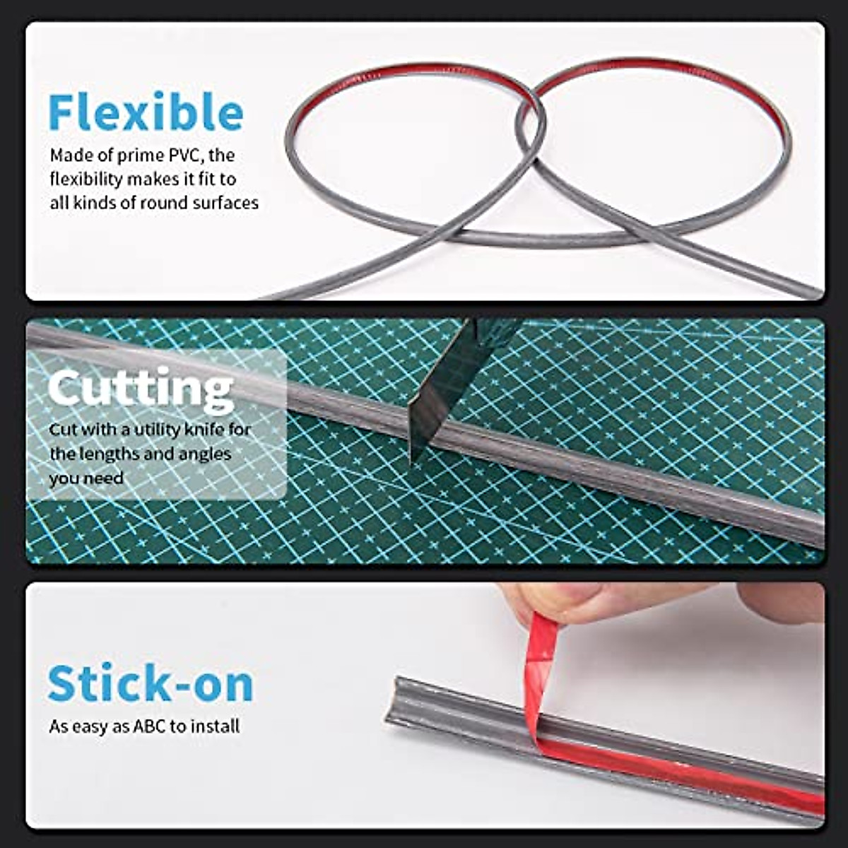 Art3d 20ft Outside Vinyl Corner Trim Peel and Stick for Tile and Wall Edges, Furniture Decoration, Gray Oak