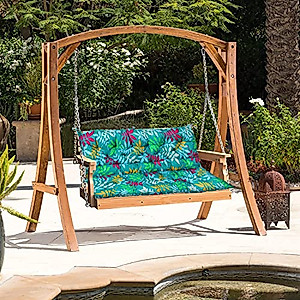 Three Seat Swing Replacement Cushions, Replacement Cushions For Outdoor Furniture, Thicken Waterproof Swing Cushions 2/3 Seater Replacement, Garden Bench Seat Cushion (Flower Color 40 * 60 In)