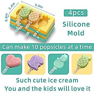 Popsicles Molds, Silicone Popsicle Molds, Ice Pop Mold, Homemade Frozen Baby Popsicles Molds For Kids, Popsicle Molds Silicone Bpa Free, popsicle maker, Pieces Reusable Easy Unmold 10 Pieces Cartoon