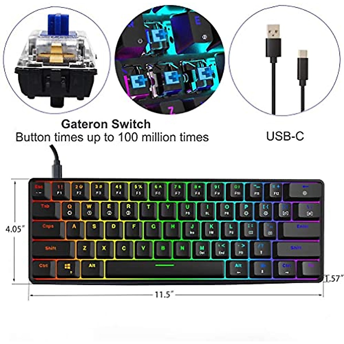 SKYLOONG GK61 SK61 60% Mechanical Keyboard 61 keys Portable Small Full Keys Programmable Gaming Keyboard Red Switch Hot Swappable RGB Mechanical Keyboard for PC Mac Laptop
