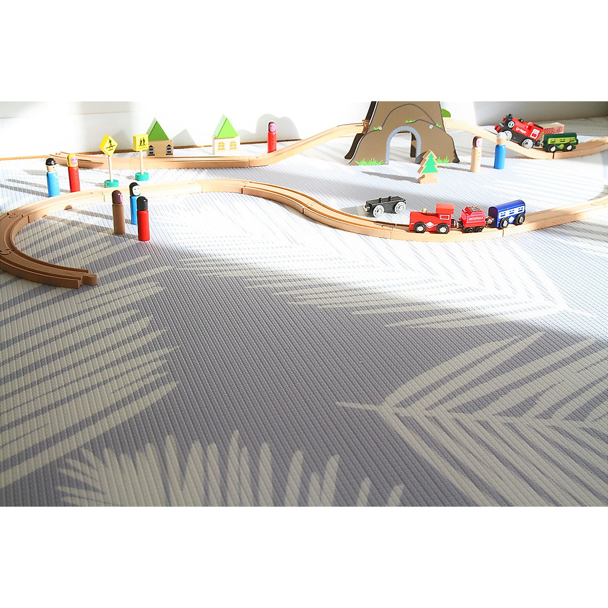 Stylish Reversible Foam Floor Mats – Soft Baby Play Mat for Playing, Tummy Time, Crawling Mat | Toddler, Kids playmat |Exercise Mat, Yoga Mat | Non-Toxic, Waterproof, Easy-to-Clean | Large Gray - Blue