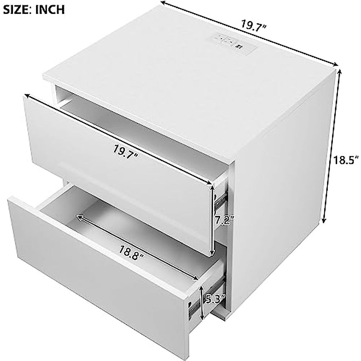 BKEKM Nightstands Bedside Tablewireless Charging Nightstand Remote Control Led Light-Dark End Table USB Charging 2 Drawers Bedside Cabinet Well Made