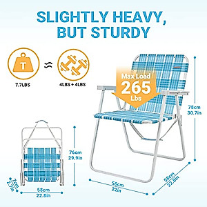 #WEJOY 2 Pack Folding Webbed Lawn Beach Chair,Heavy Duty Portable Chairs for Outside with Hard Arm,Carry Strap for Outdoor Camping Garden Concert Festival Sand Picnic BBQ
