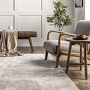 nuLOOM Loni Solid Machine Washable Shag Area Rug, 4' x 6', Beige