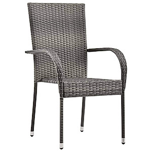YUHI-HQYD 7 Piece Patio Dining Set,Outdoor Table Chairs,Balcony Furniture,Garden Dining Set Furniture,Afternoon Tea Suit,Conversation Furniture, Poly Rattan Gray