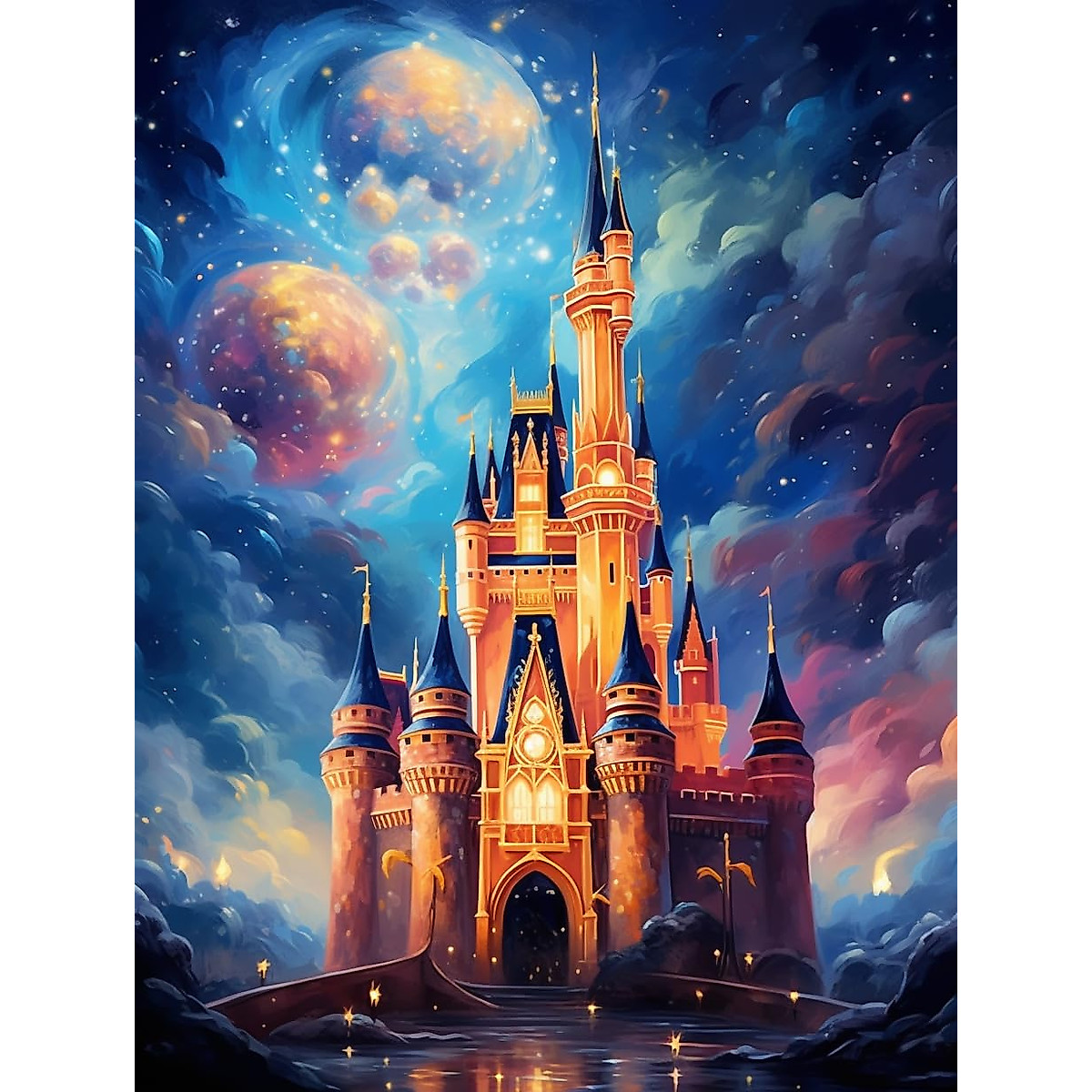 KS Diamond Painting Kits for Adults,5D DIY Full Drill Starry Sky Nightscape Castle Diamond Art Painting Kits DIY Adult Crafts 12x16inch