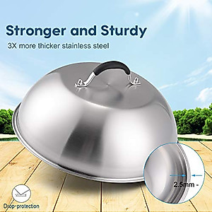 HOUSE AGAIN 2 Pack Cheese Melting Dome Set - 18/8 Stainless Steel Griddle Grill Accessories - Durable Round Basting, Steaming Cover - Heat Resistant Handle for Flat Top Griddle Grill Indoor/Outdoor