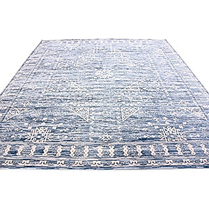 Unique Loom Paris Collection Area Rug - Birch (8' Square, Blue/ Beige)