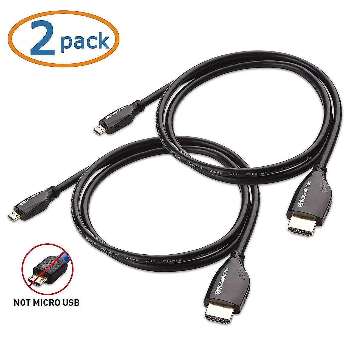 Cable Matters 2-Pack High Speed HDMI to Micro HDMI Cable 3 ft (Micro HDMI to HDMI) 4K Resolution Ready