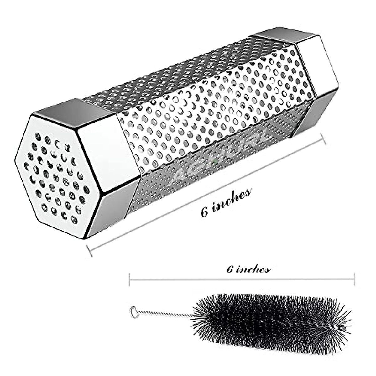 AGHURL Smoke Tube, Premium 6 inches Stainless Steel Pellet Smoker Tube with Cleaning Brush for All Grill or Smoker, Hot or Cold Smoking