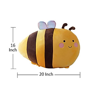20 Inch Plush Bumblebee Stuffed Animal Bumble Bee Hugging Pillow Honey Bee Plushies Throw Pillow Bee Anime Gift for Kids and Lovers in Birthday,Valentine's Day,Christmas...