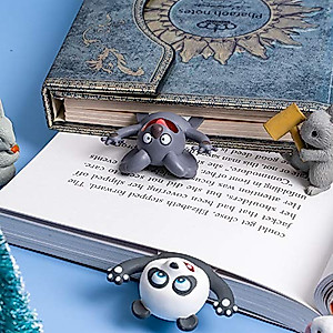 Whaline 3D Cartoon Animal Bookmark 2 Pieces Squashed Land Animals Bookmark Wacky Bookmark Palz, Cute Book Mark Panda Koala Cute Reading Bookmark Back to School Gift for Students