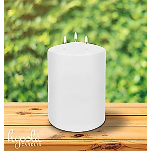 HYOOLA White Three Wick Large Candle - 4.75 x 8 Inch - Unscented Big Pillar Candles - 120 Hour - European Made