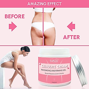 SAISZE Anti Cellulite Body Slimming Cream 8.8oz & Massager and Remover Brush Mitt (Slimming Cream + Massager)