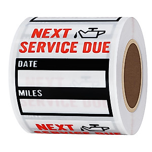 Hybsk Transparent Oil Change/Service Reminder Stickers 2"x2" Premium Quality 200pcs Clear PET Oil Change Stickers (Black)