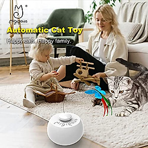 Migipaws Cat Toys Interactive Butterfly Feather Mice Spin with Smart Rolling Ball for Indoor Kittens Self Play Automatic Sensing Kitty Teaser Wand 3 Refills