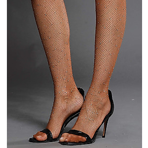 VINICUNCA Fishnet Stockings for Women Sparkly Rhinestone Fishnet Tights Multi Pack (US, Alpha, Medium, X-Large, Regular, Regular, Caramel-mini Grid)