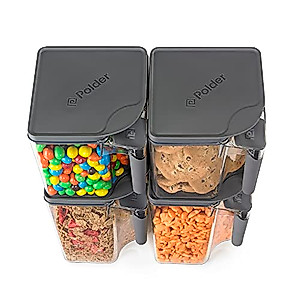 Polder Handle-It Food Grade, BPA Free Storage Canister, Stackable, Secure handle for easy one handed pour (2 Small (2.75-QT), 2 Large (4-QT))