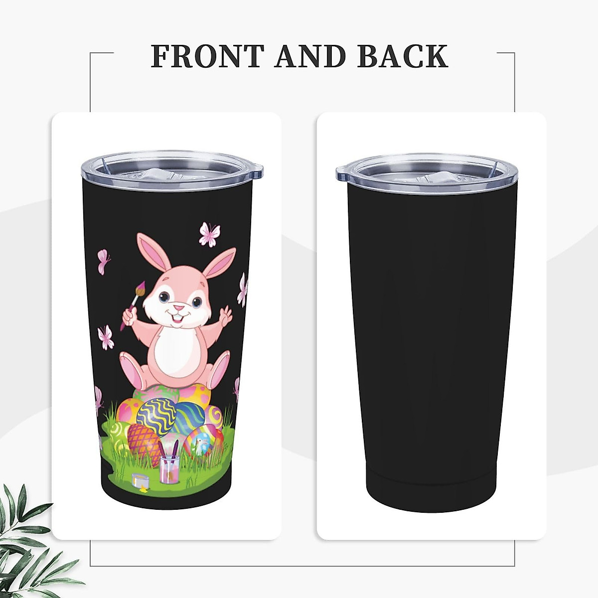 ayvcxui Happy Easter Pink Rabbit Stainless Steel Insulated Tumbler 20 Oz Water Bottle Coffee Mug Coffee Mug With Lid Straw Gifts