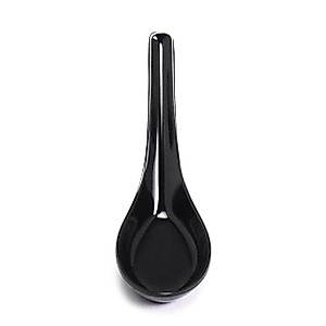 JapanBargain 3192, Set of 4 Soup Spoons Japanese Soup Spoons Chinese Soup Spoons Rice Spoons Pho Spoons Ramen Soup Spoons Wonton Soup Spoons, Black Color
