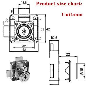 Double Door Cabinet Lock Cabinet Drawer Lock [Keyed Alike] ​Double Deadbolt Door Lock [Right Side Door Mount]. Drill Diameter 3/4"/19mm for (3/5"-/15mm -7/8"-/22mm) Door Panels (1 Pack)