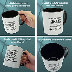 MALLAbyLAMMA Godfather Mug 11 Ounce Ceramic, Godfather Bottle Opener Keychain, Uncle Get Promoted to Godfather Gifts from Godchild, Gift for Godfather Birthday Proposal Announcement Christmas