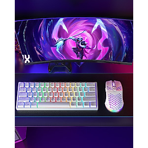 SOLAKAKA SM600 White Wireless Gaming Mouse,8000 DPI Tri-Modes BT5.1/Type-C Wired/2.4G Wireless Mouse with 2 Side Buttons, Programmable Macro Gamer Mouse with RGB Light for Laptop/PC/Mac