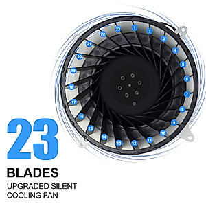 YEECHUN PS5 Fan Replacement for Sony PlayStation 5 Series Internal Cooling Fan 12047GA-12M-WB-01 12V 2.4A 23 Blades Fan General 17 Blades G12L12MS1AH-56J14 Fan Cooler Cooling Fan with T8 Screwdriver