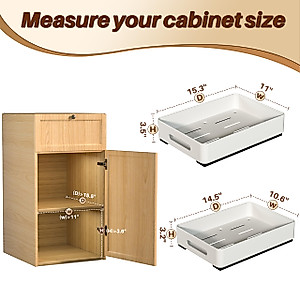 petisal 2 PACK Pull Out Cabinet Organizer|Metal Heavy Duty Slide Out Drawers Fixed with Nano Adhesive Film|Multifunctional Drawer Organizers For Pantry/Bathroom/Bedroom. (White, 15''DEEP)