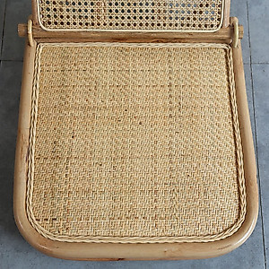 Recliner Rattan Mat with Wooden Border Sun Loungers, Patio Lounge Chairs, Adjustable Backrest, for Outdoor Garden Patio Beach