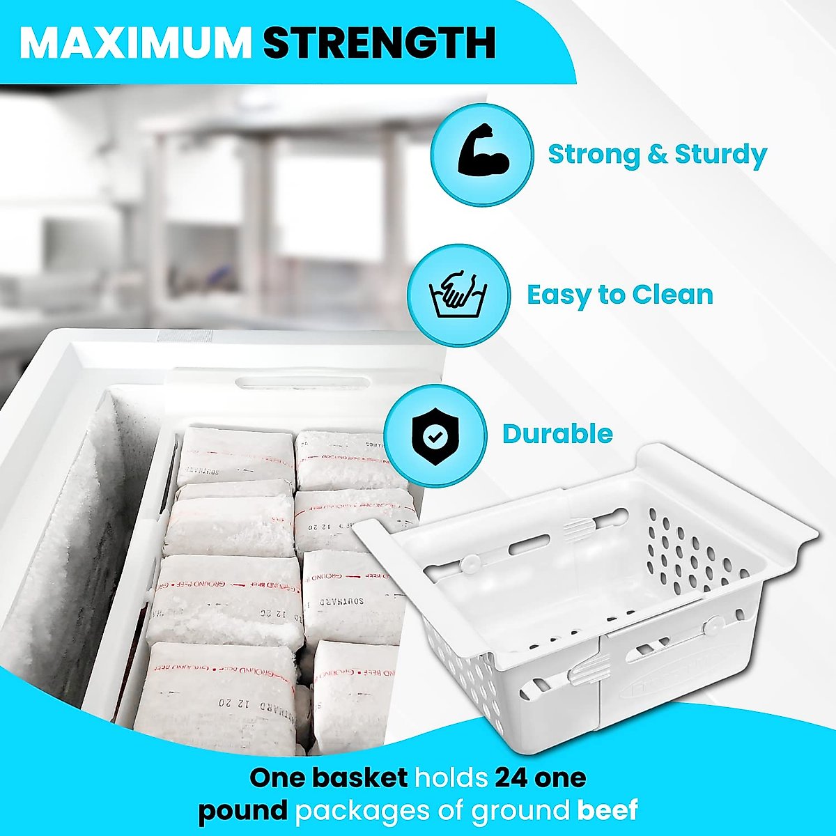FreezerMax Add a Layer - Rails and Chest Freezer Sliding Baskets - Freezer Storage Bins - Adds a middle level of sliding baskets to 8-14 cubic foot freezers. MEASURE YOUR FREEZER BEFORE ORDERING