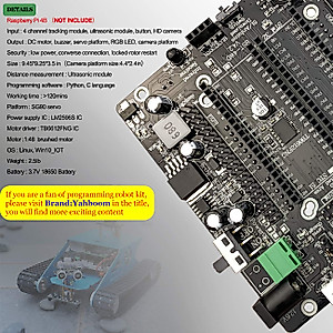 Yahboom AI Robot Kit Tank Chassis for Raspberry Pi 4B Camera Starter Kit Python Programmable Electronic Science Project DIY Smart Car Robotics for 16+ (Without Pi 4B)