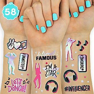 xo, Fetti Dance Star Temporary Tattoos - 58 styles | Influencer Birthday Party Supplies, Viral Music Trending Favors, Internet Famous Arts and Crafts