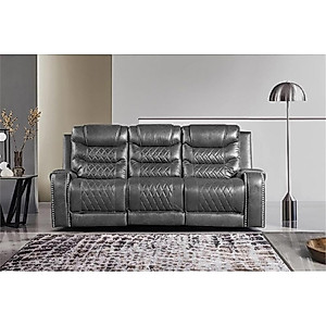 Lexicon Derringer Wall Hugger Manual Double Reclining Sofa, Gray