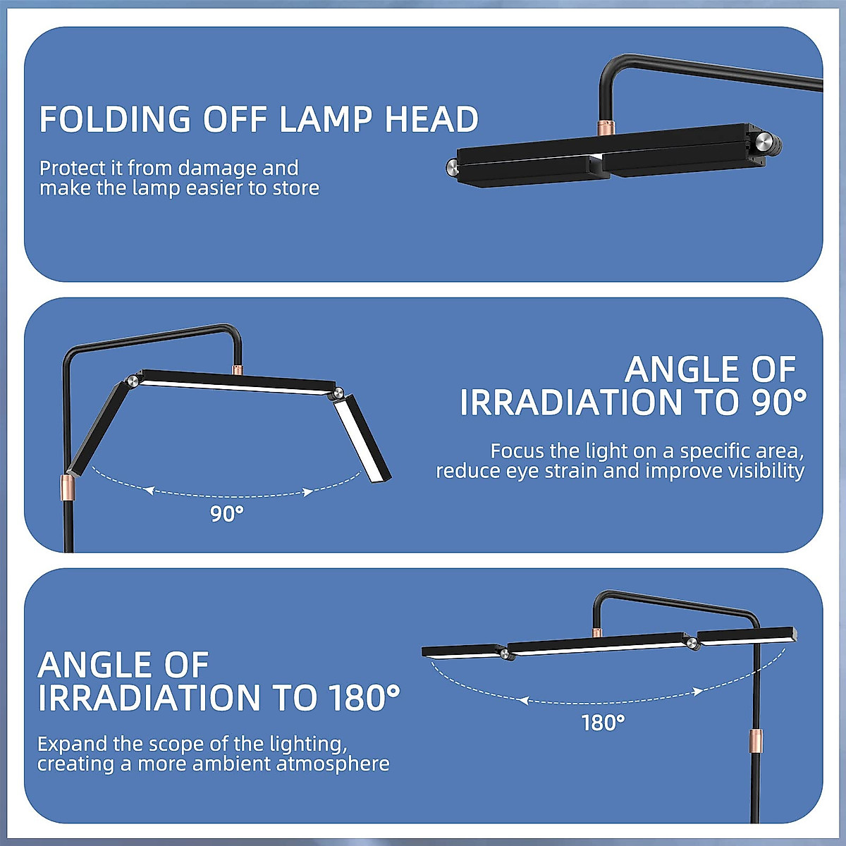 Yofuly Lash Lamp for Eyelash Extensions, Foldable Half Moon Light, Eyelash LED Floor Light, Estheticians Light with Phone Holder, Lash Light for Eyelash Tech, Makeup, Tattoo, Spa, Salon, Nails