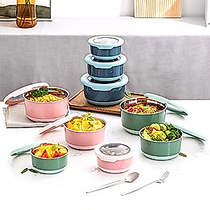 Lille Home Premium Stainless Steel Food Containers/Bento Lunch Box With Anti-Slip Exterior, Set of 3, 420ML, 730ML,1.2L, Leakproof, BPA Free, Portion Control (Pink)