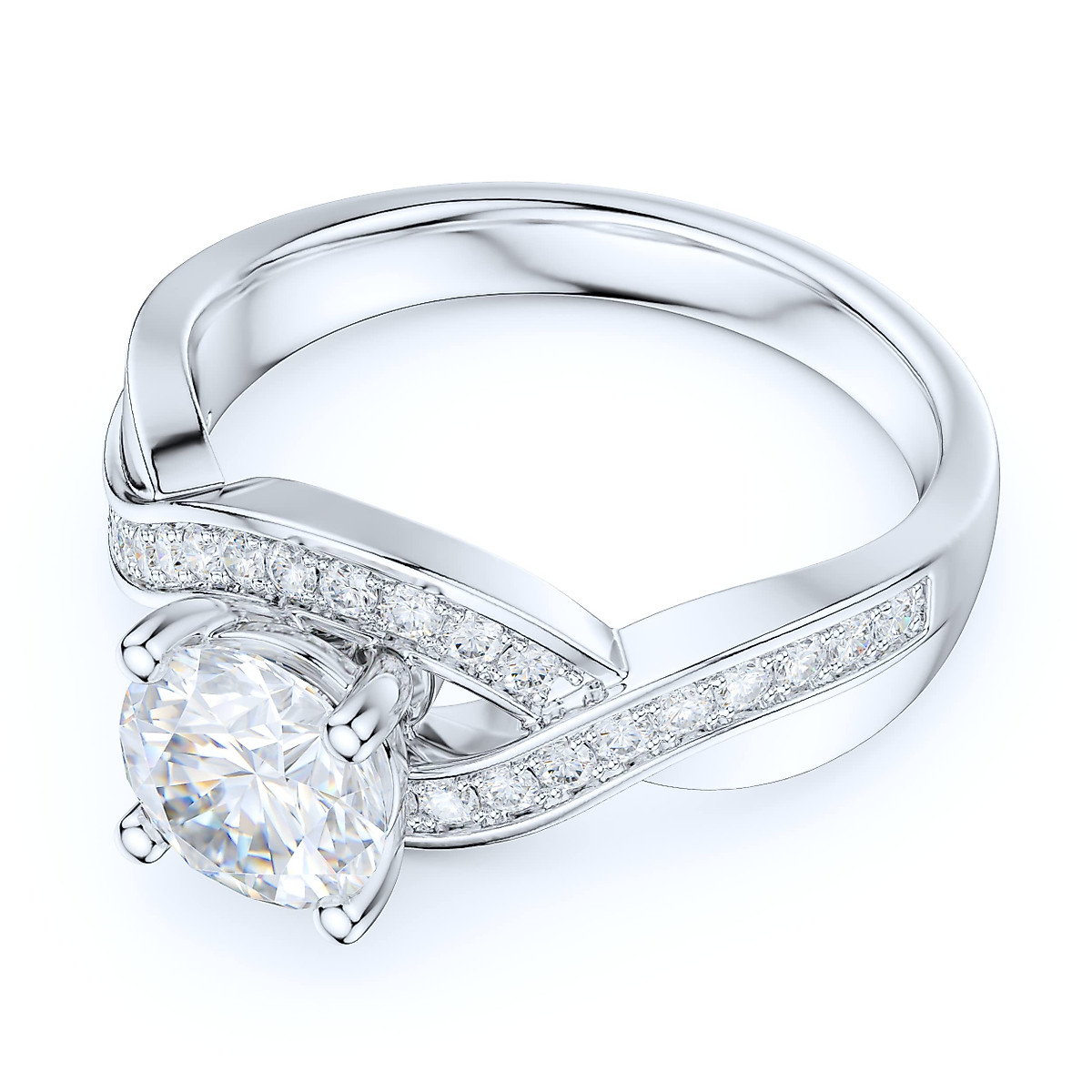 PRSTANI Sterling Silver Twisted Infinite 1CT Simulated Round Brilliant Cut Diamond Promise Engagement Ring (9)