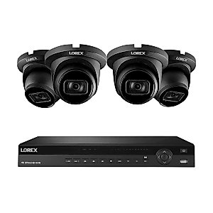 Lorex Nocturnal 3 4K 16-Channel 4TB Wired NVR System with Smart IP Dome Cameras with 30FPS Recording and Listen-in Audio - (4 Cam/Black)