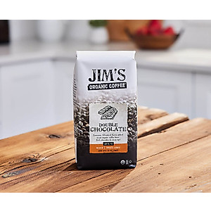 Jim’s Organic Coffee – Double Chocolate, All Natural Flavored Blend – Light Roast, Ground Coffee, 12 oz Bag