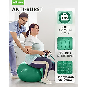 Trideer Exercise Ball for Physical Therapy, Swiss Ball Physio Ball for Rehab Exercises, Workout Fitness Ball for Core Strength, Yoga Ball for Balance & Flexibility