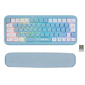 60% Wireless Gaming Keyboard,Rechargeable RGB Backlit Keyboard with Hand Rest,2.4G USB Connection,Compact 63-Key Quiet Computer Office Keyboards for PC Windows Desktop Laptop Mac Smart TV Box (Blue)