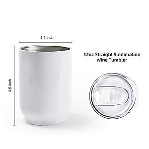AGH 12 oz Sublimation Wine Tumblers, 6 pack Stainless Steel Double Wall Vacuum Insulated Tumblers