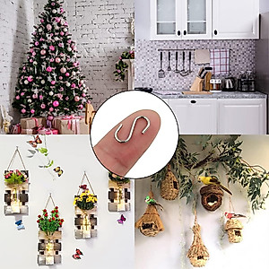YUMIHAN 100 Pieces 0.55 Inch Stainless Steel with Storage Box Small S Metal Hooks,for Hanging Jewelry Christmas Ornament Metal S Shaped Wire Hook Kits DIY Hanger Ornament Crafts Hook (Silver)