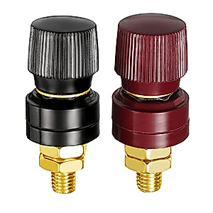 Orifort Copper Remote Battery Binding Post Junction Post Block, Battery Terminal Distribution Stud Connector Terminals (3/8", 1 Pair)