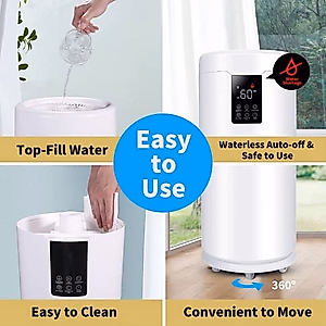Humidifiers for Large Room Home Bedroom 2000 sq.ft. 17L/4.5Gal Large Humidifier with Extension Tube & 4 Speed Mist,Top Fill Wholehouse Humidifier with 360°Nozzle for Plant Office Commercial Greenhouse