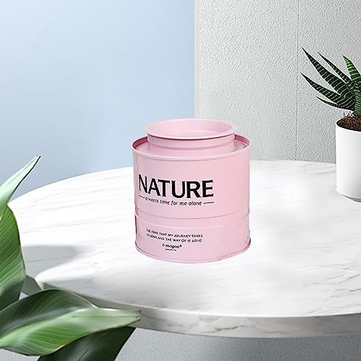 Hiborth Coffee Canister, Cylinder Sealed Storage Jar Good Sealing Moisture-Proof Tea Caddy Food Storage Can Mini Metal Container for Kitchen Home Kitchen Storage Rose Gold