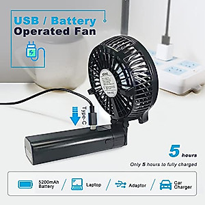 shinic Portable Handheld Fans 5200mAh, Rechargeable Personal Hand Fan with Power Bank, 5-20 Hrs Work Time, 3 Levels Strong Wind, 180° Foldable, Rechargeable Fan Portable for Outdoor Camping Travel