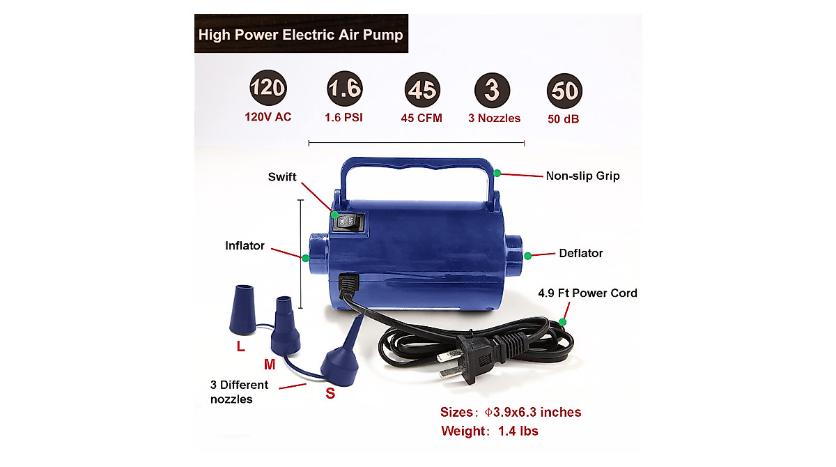 High Power Electric Air Pump for Inflatables - Fast Fill & Deflate